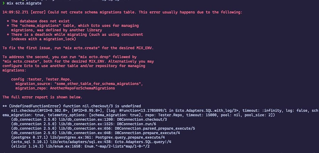 Giving a `nil` for `MyApp.Repo` configuration's `:pool` creates error ... Giving a `nil` for `MyApp.Repo` configuration's `:pool` creates error ...