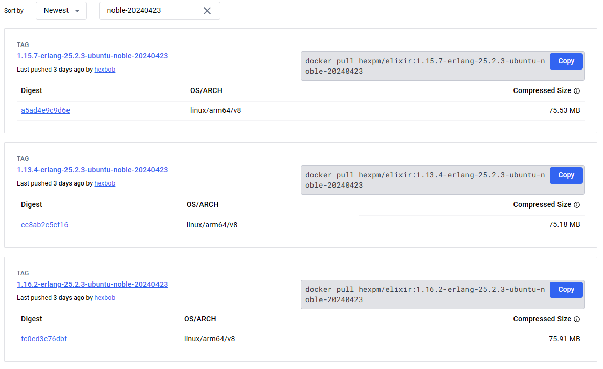 Missing latest hub.docker.com/r/hexpm/elixir images built with ubuntu ...