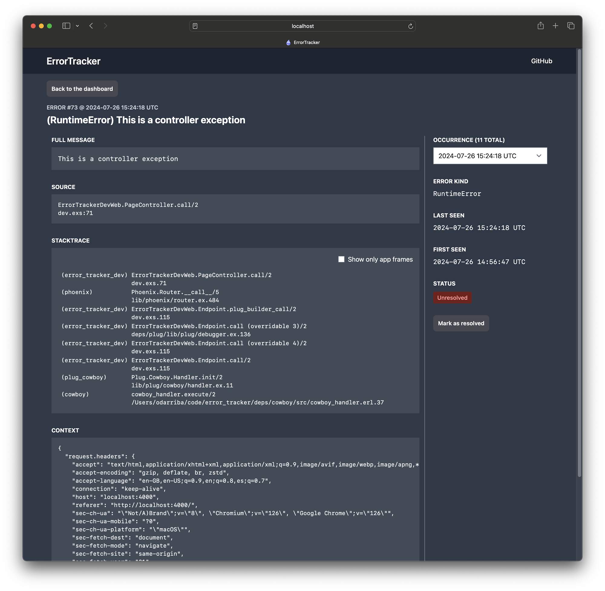 ErrorTracker - an Elixir-based built-in error tracking solution - Libraries - Elixir Programming ...